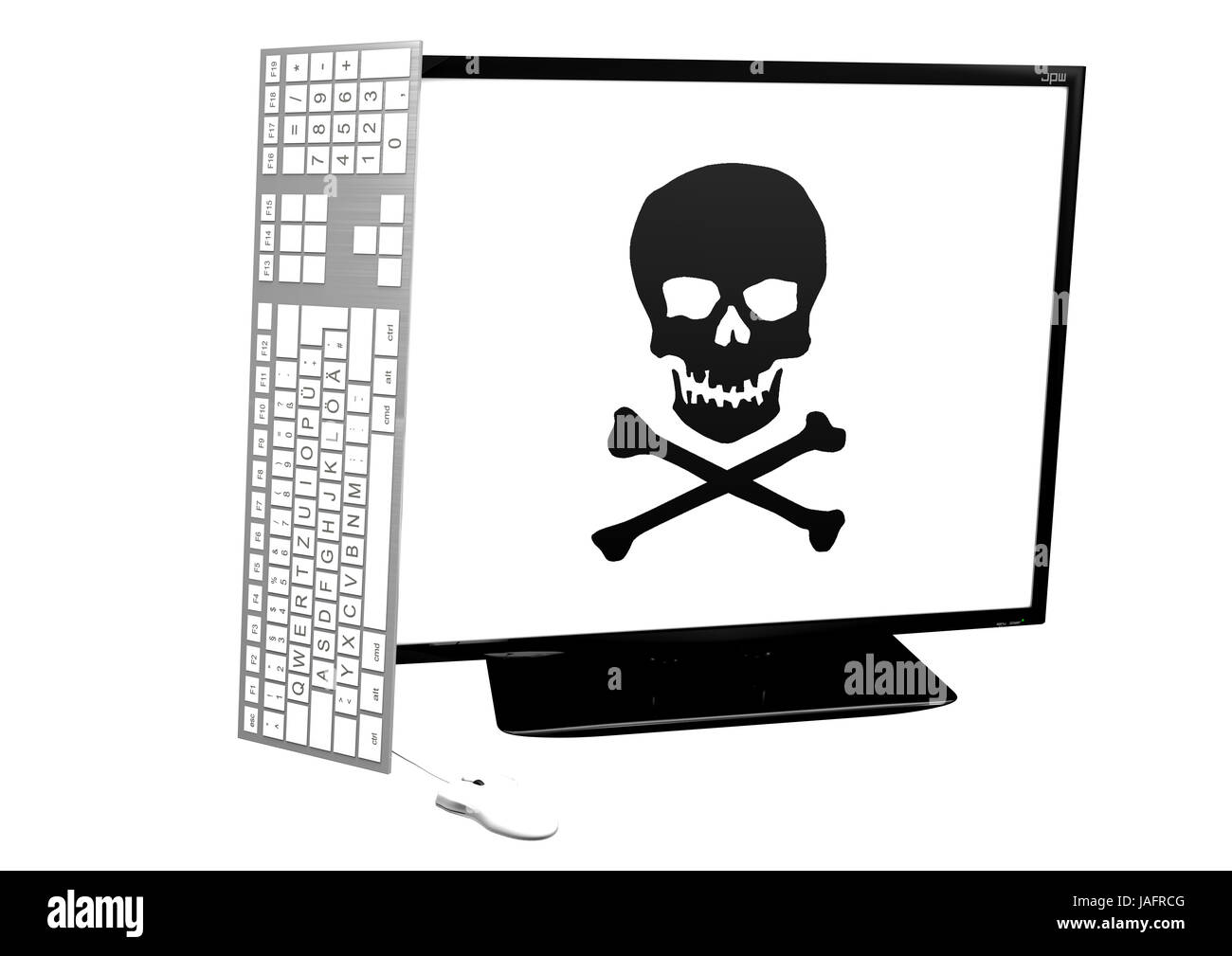 a computer monitor with skull and bones Stock Photo - Alamy