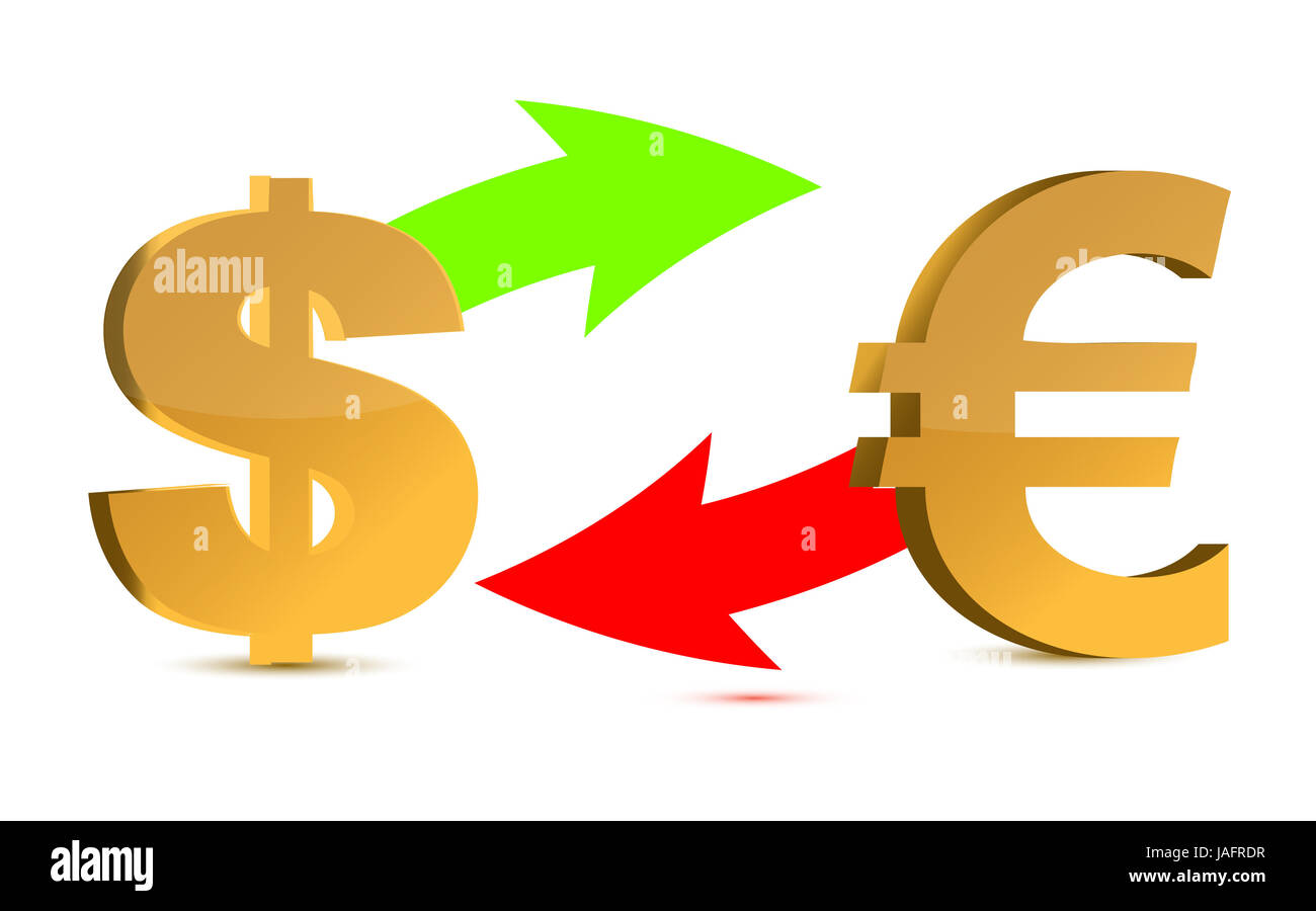 Currency exchange. Dollar and euro isolated on white background Stock ...