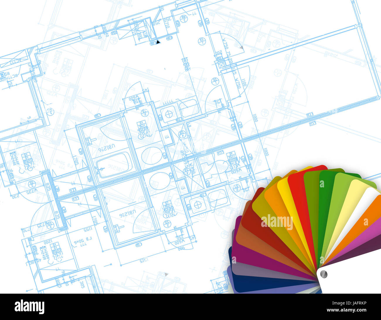 blueprint and palette of colors illustration Stock Photo - Alamy