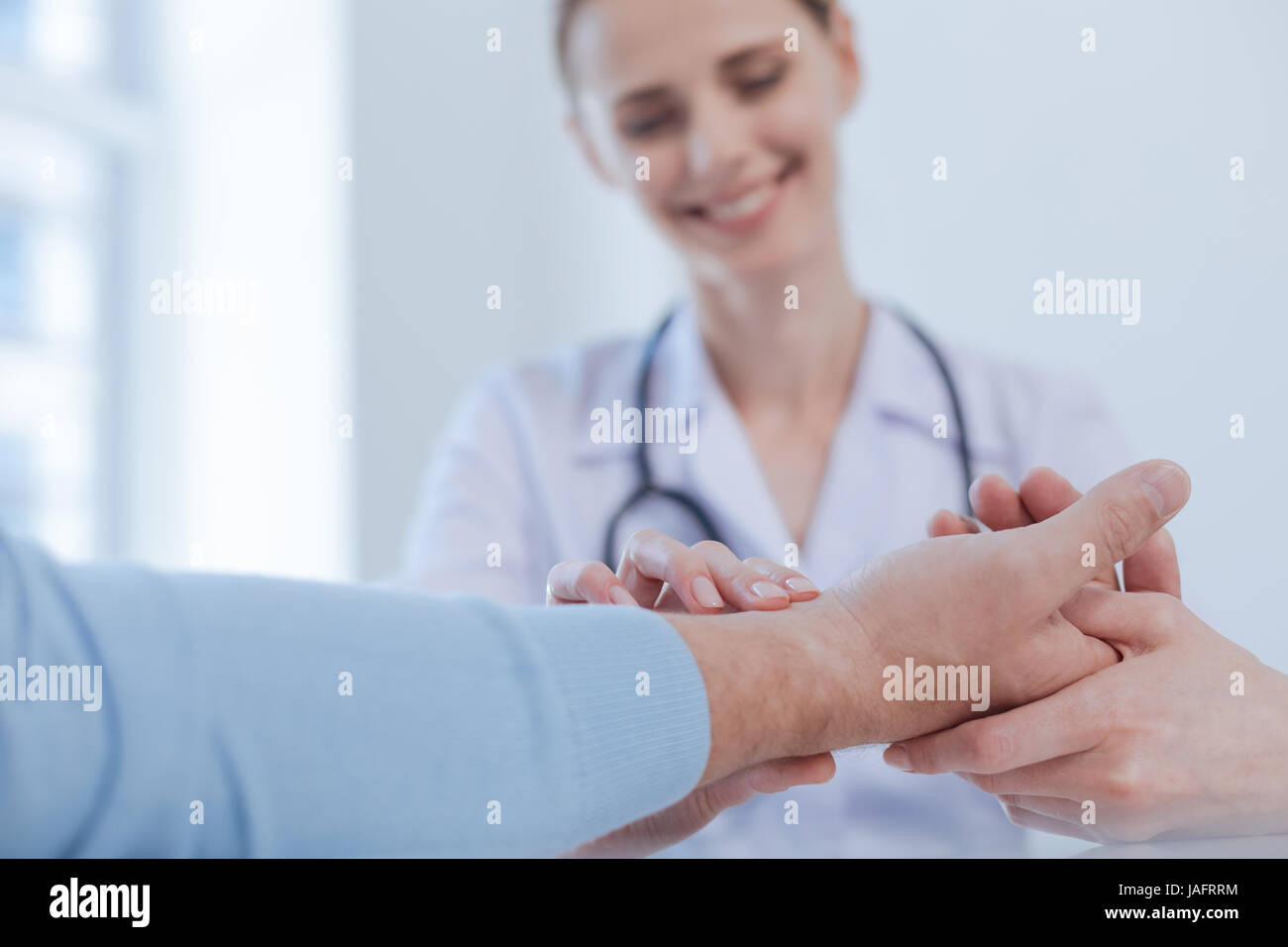 Sharing cheerful mood with patient. Positive skillful qualified nurse ...