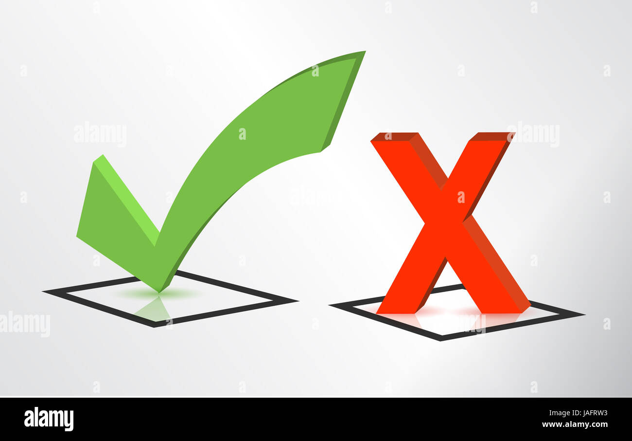 Accept and Decline check and x mark signs Stock Photo - Alamy