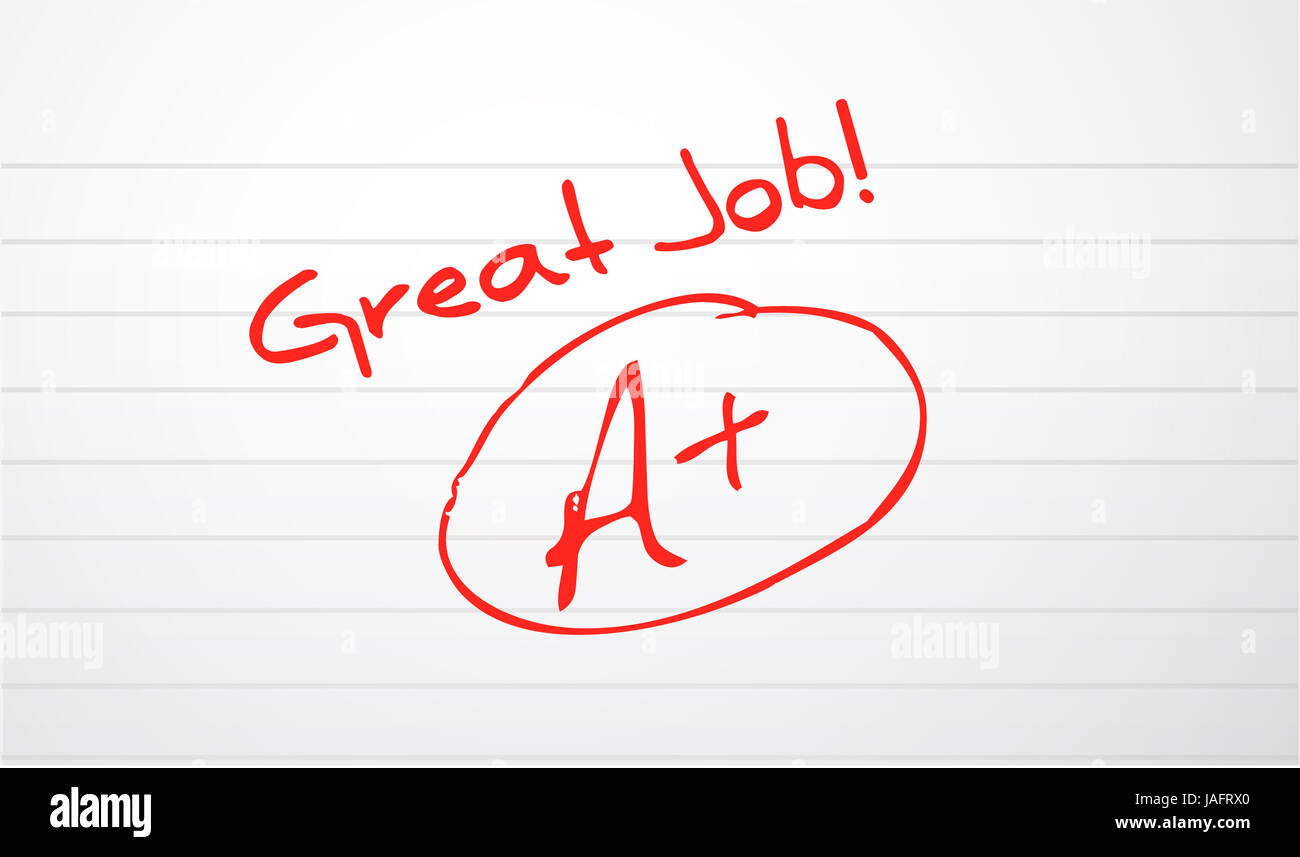 Good work paper grading in red ink Stock Photo - Alamy