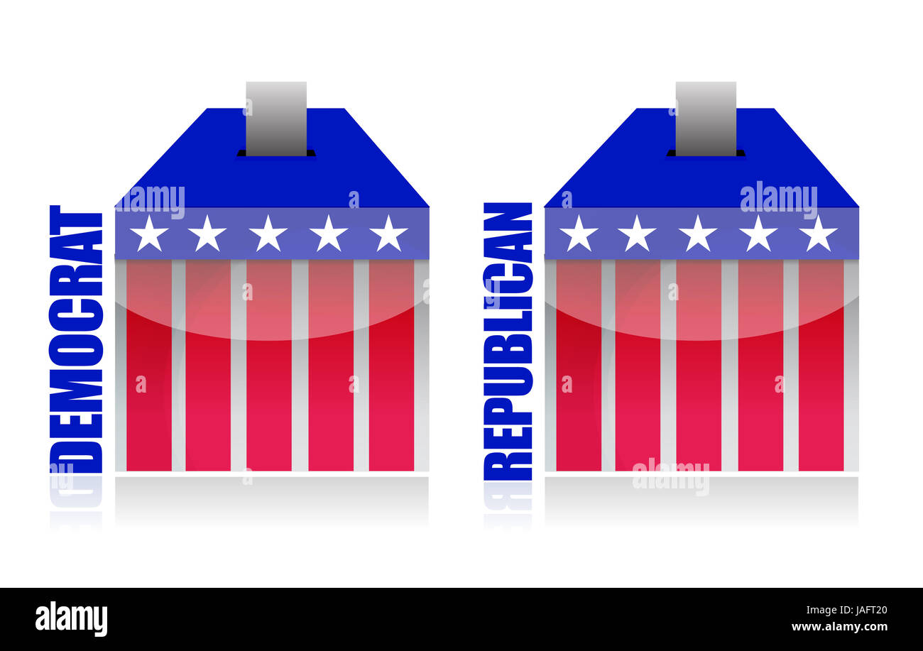 democrat vs republican ballot box illustration Stock Photo - Alamy