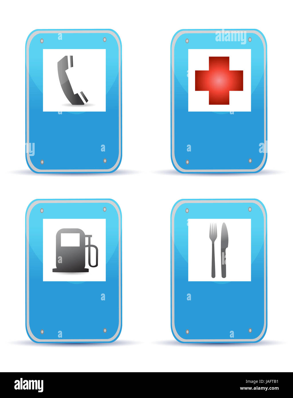 Blue emergency road signs illustration designs over white Stock Photo ...