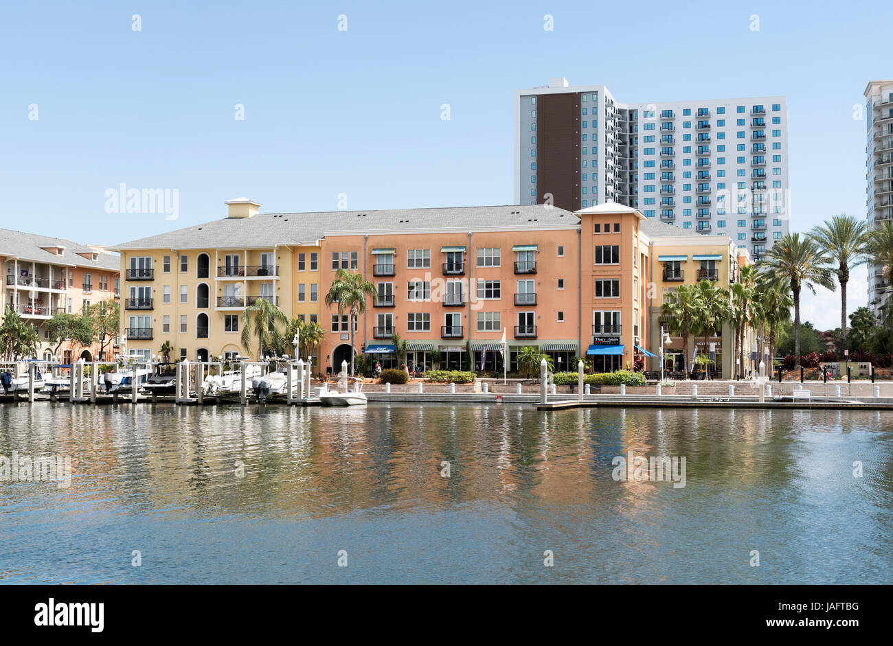 Channelside area housing on the Garrison Channel in Tampa Florida USA ...