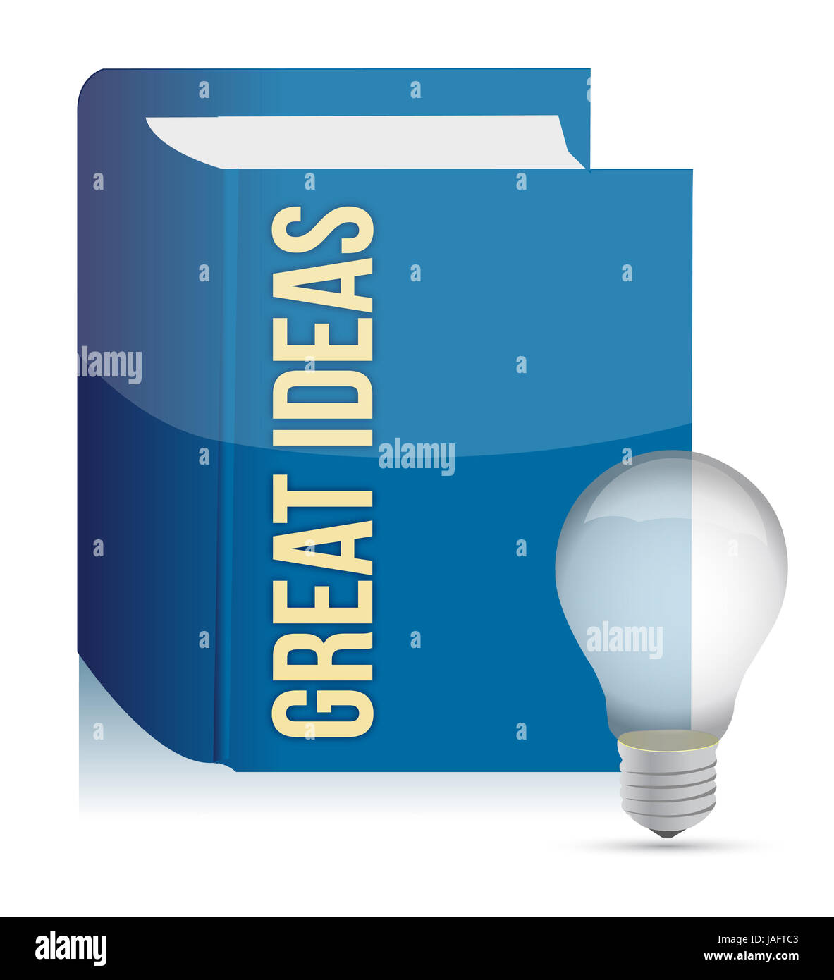 Great ideas book and lightbulb illustration design over white Stock ...