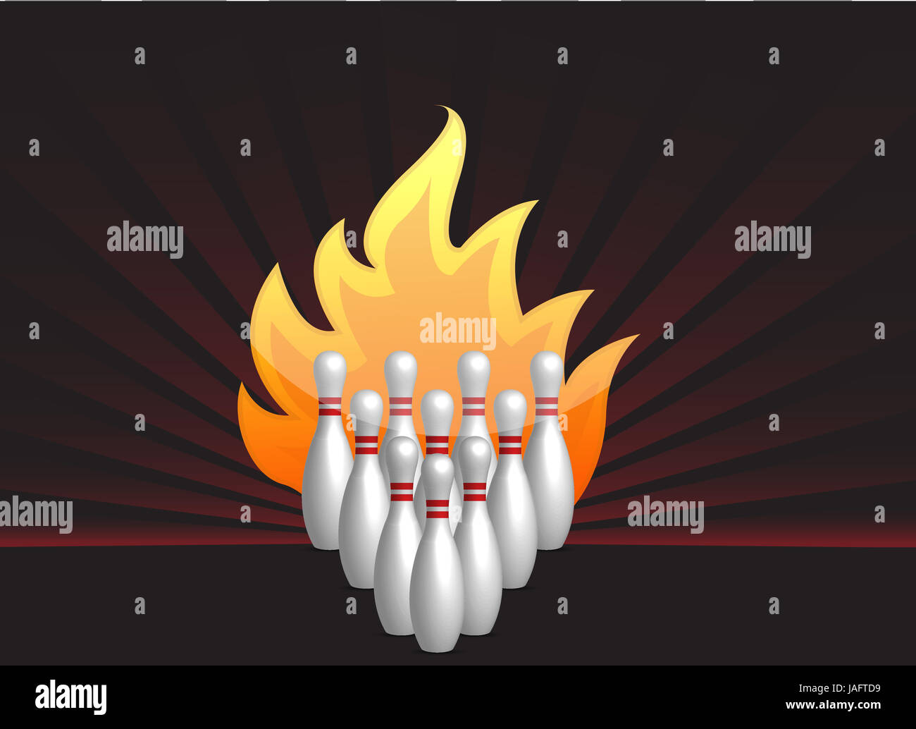 Bowling pins on fire illustration hi-res stock photography and images ...