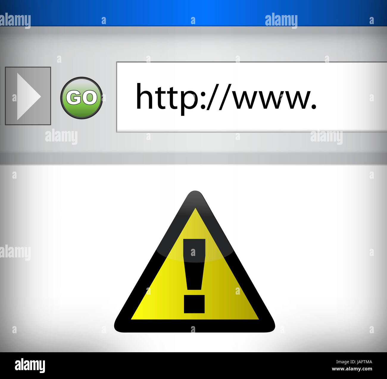 internet browser with yellow warning sign illustration design Stock ...