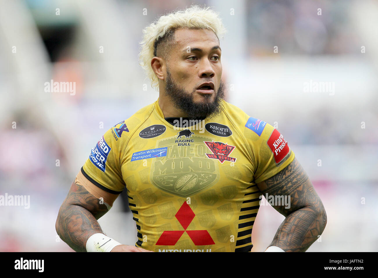 Junior Sa'u, Salford Red Devils Stock Photo - Alamy
