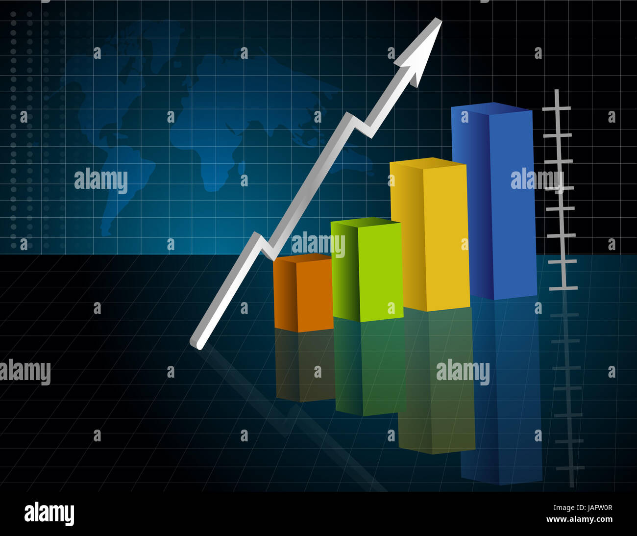 Business Graph in dark background with map. Vector file available Stock ...
