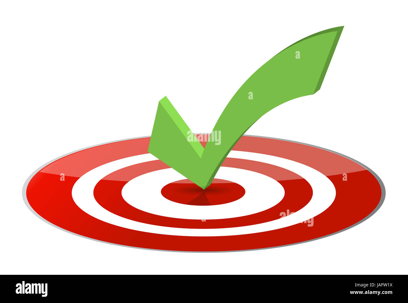 3D illustration of a tick on a glossy target Stock Photo - Alamy