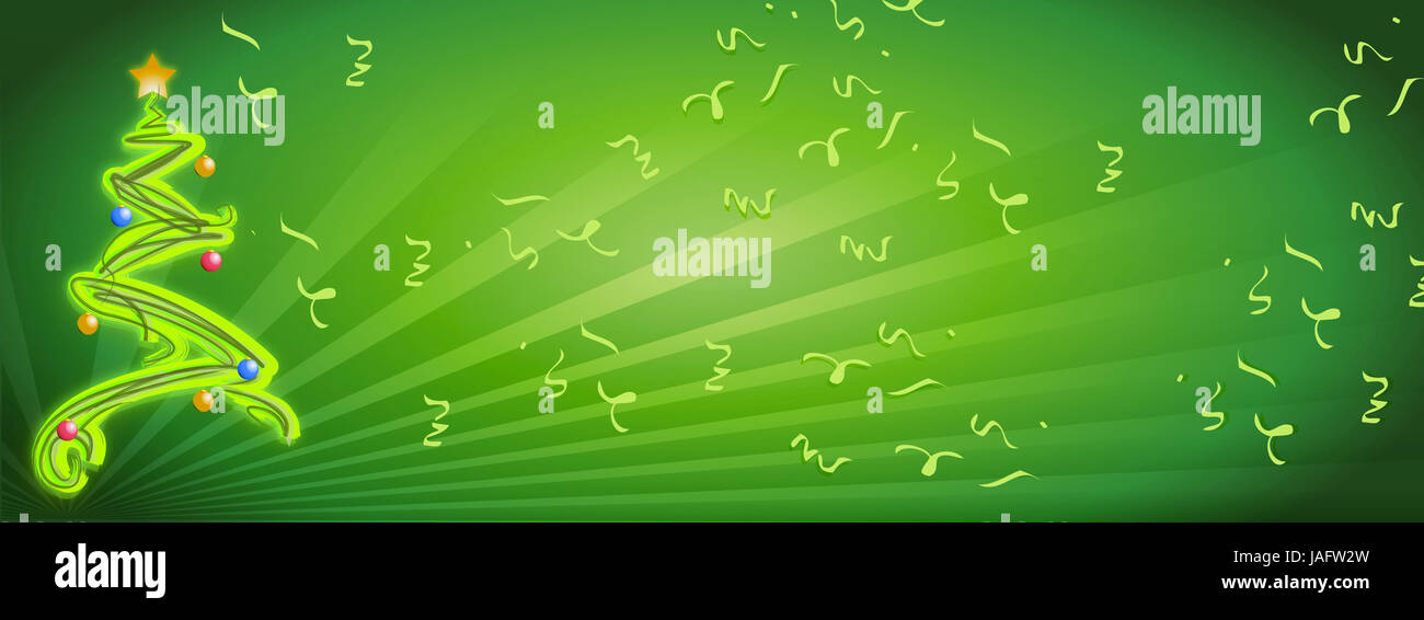 Green christmas tree banner illustration Stock Photo - Alamy