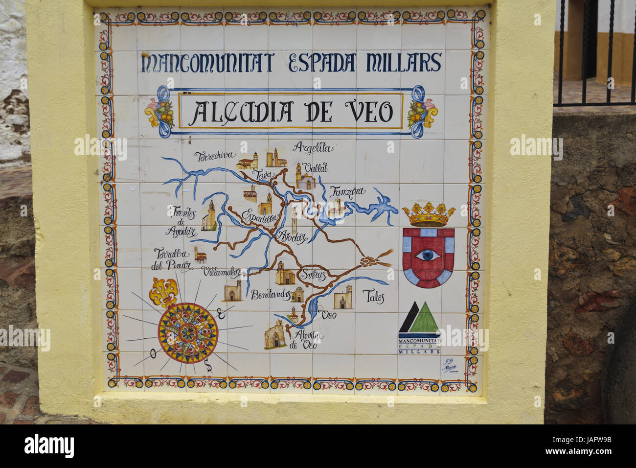 Tiled map of the community of Alcudia de Veo in the province of ...