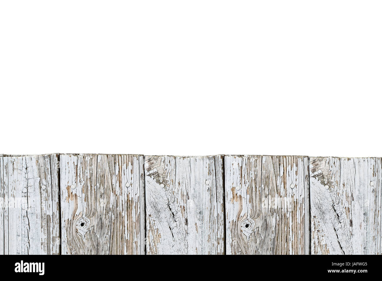 Old wood planks background with chippy paint isolated against white ...