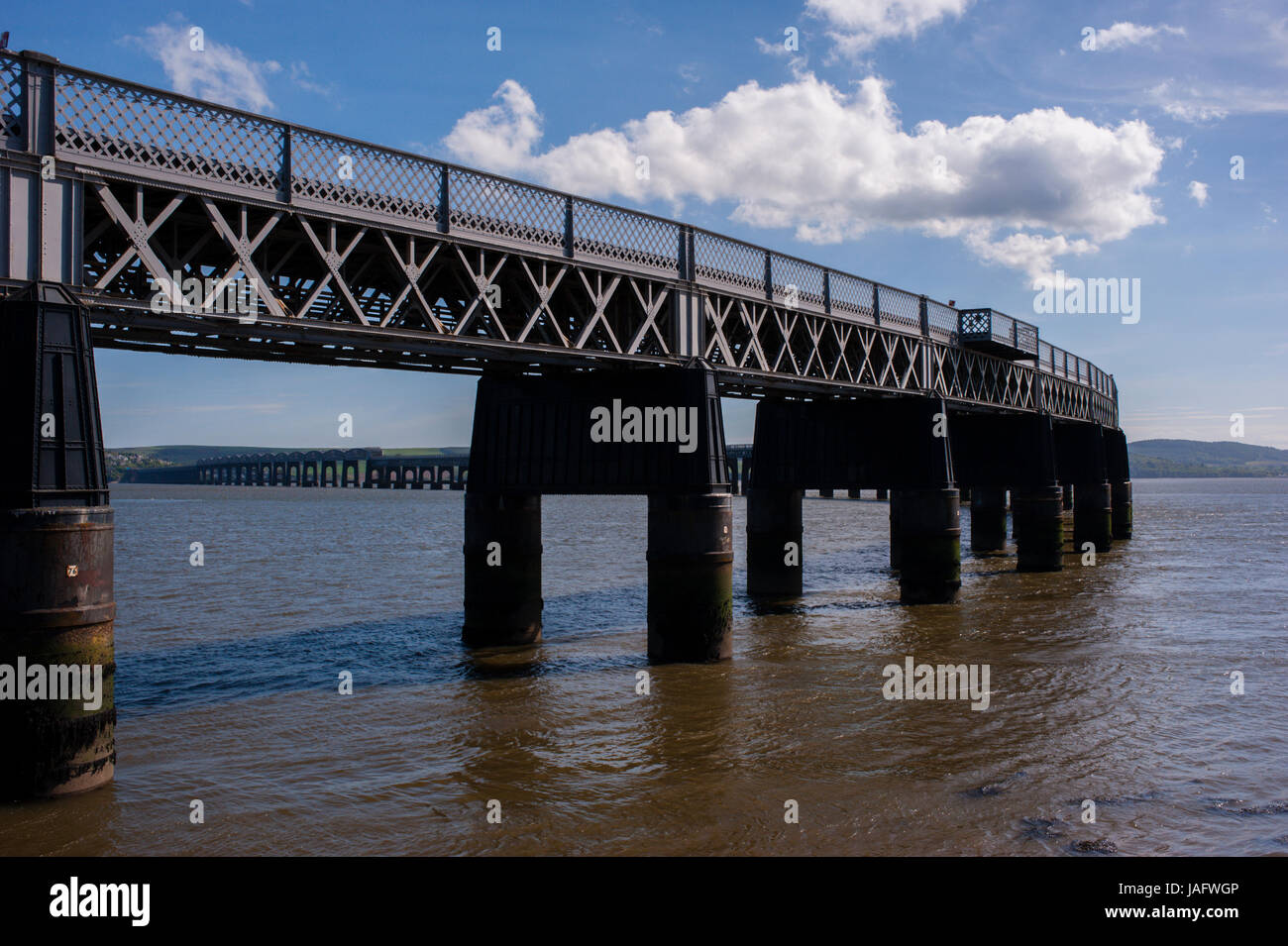 The Tay Rail Bridge at Dundee. Situated on the north bank of Firth of ...