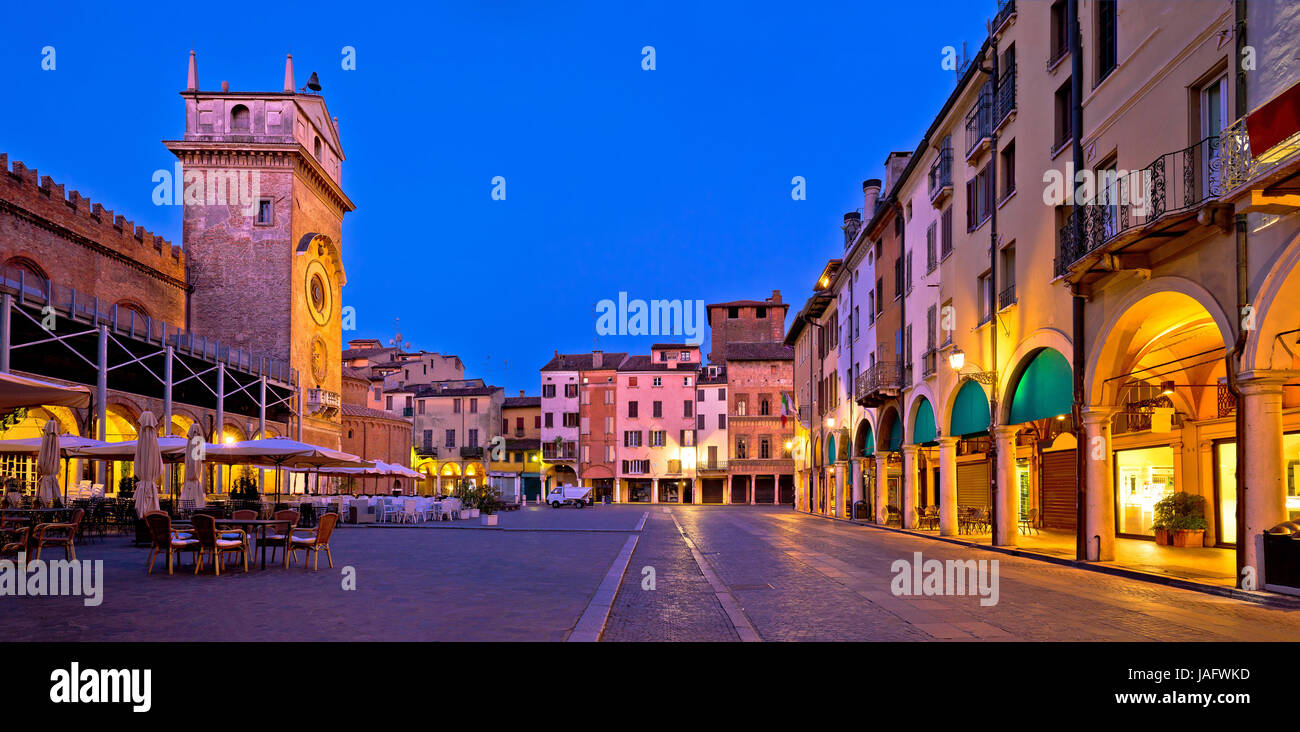 Mantova city Piazza delle Erbe evening view, European capital of ...
