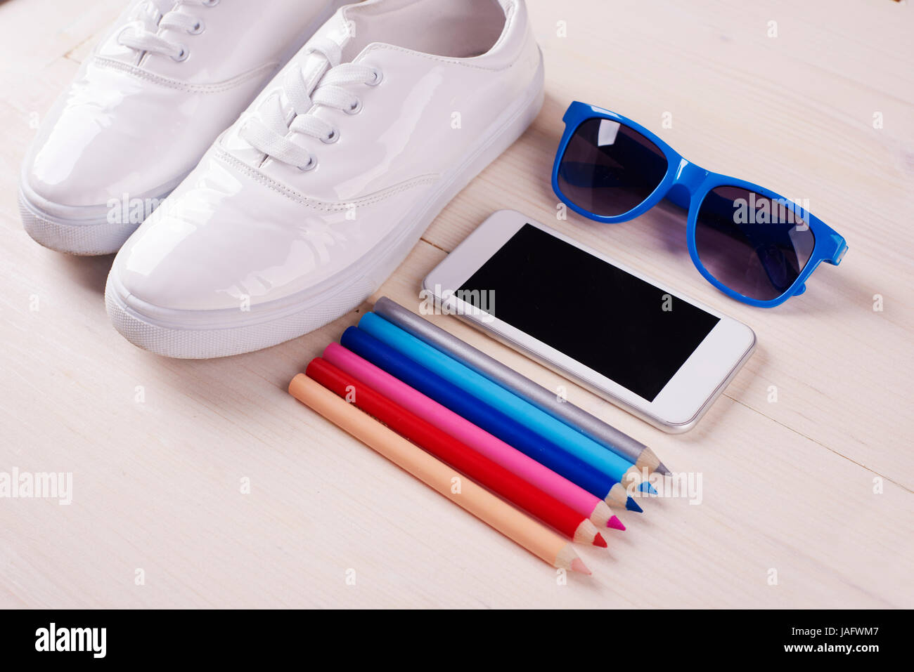 Prepared school things to pack Stock Photo - Alamy