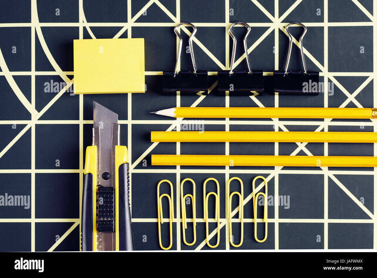 Overhead view of geometry equipment Stock Photo - Alamy