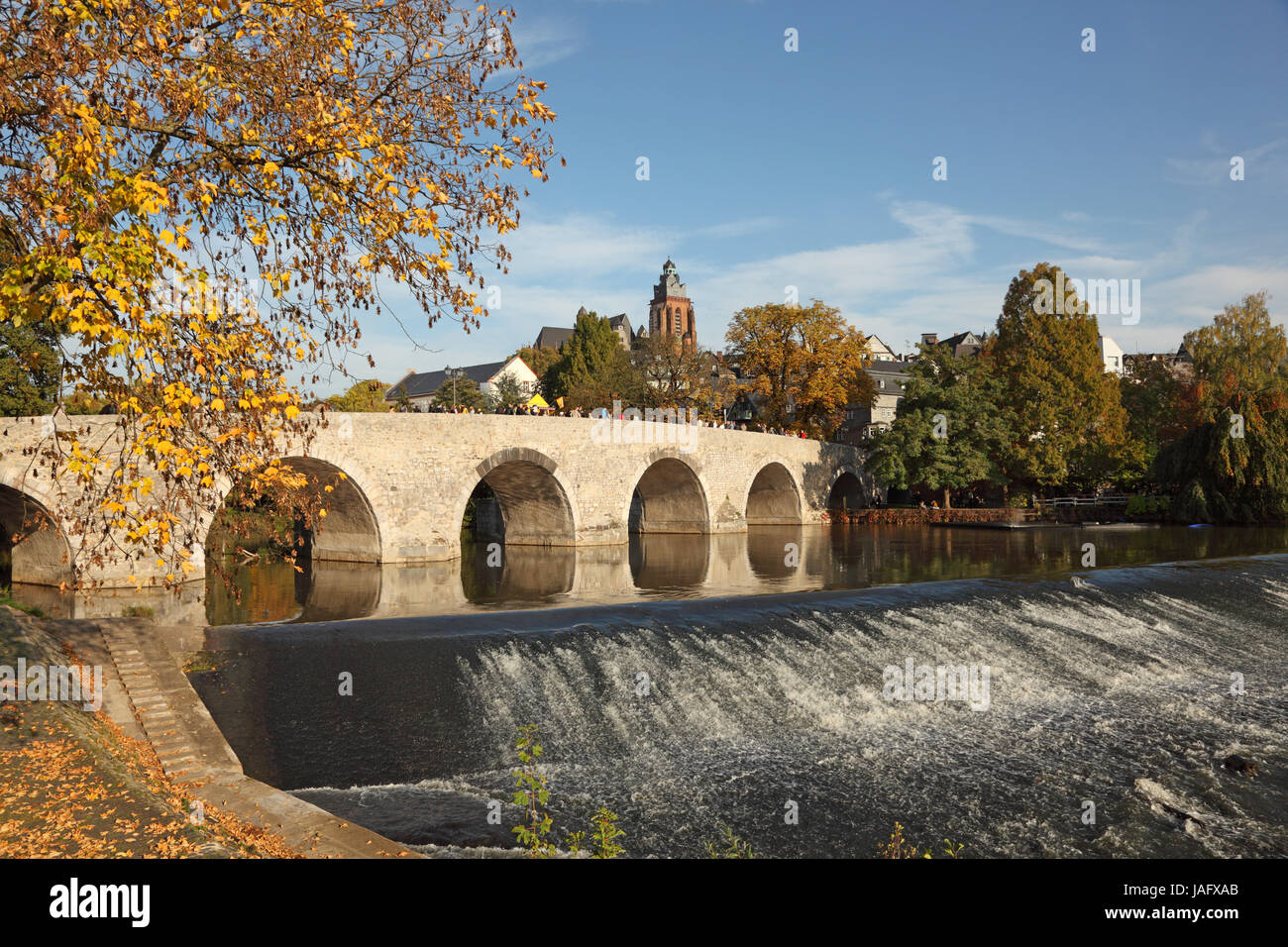 Old stone bridge over the Lahn river in Wetzlar, Germany Stock Photo ...