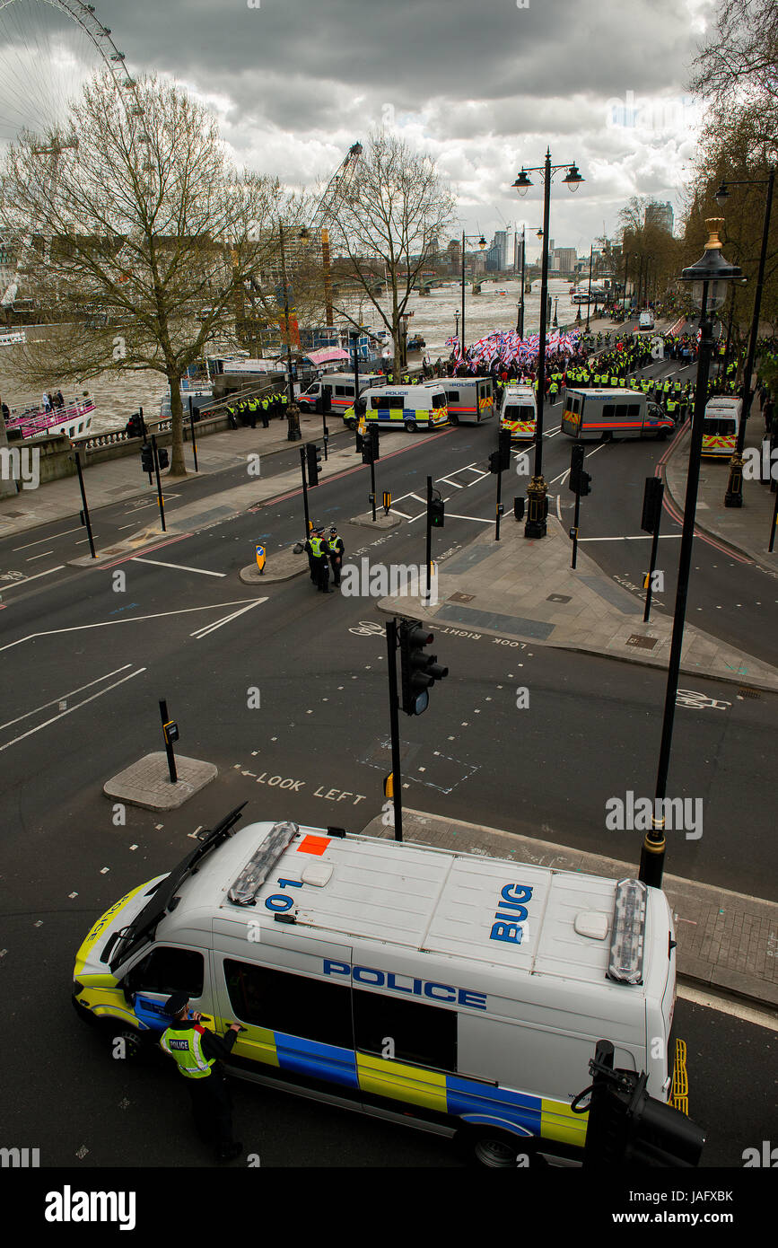 EDL / Britain First rally with counter demo by the Unite Against ...