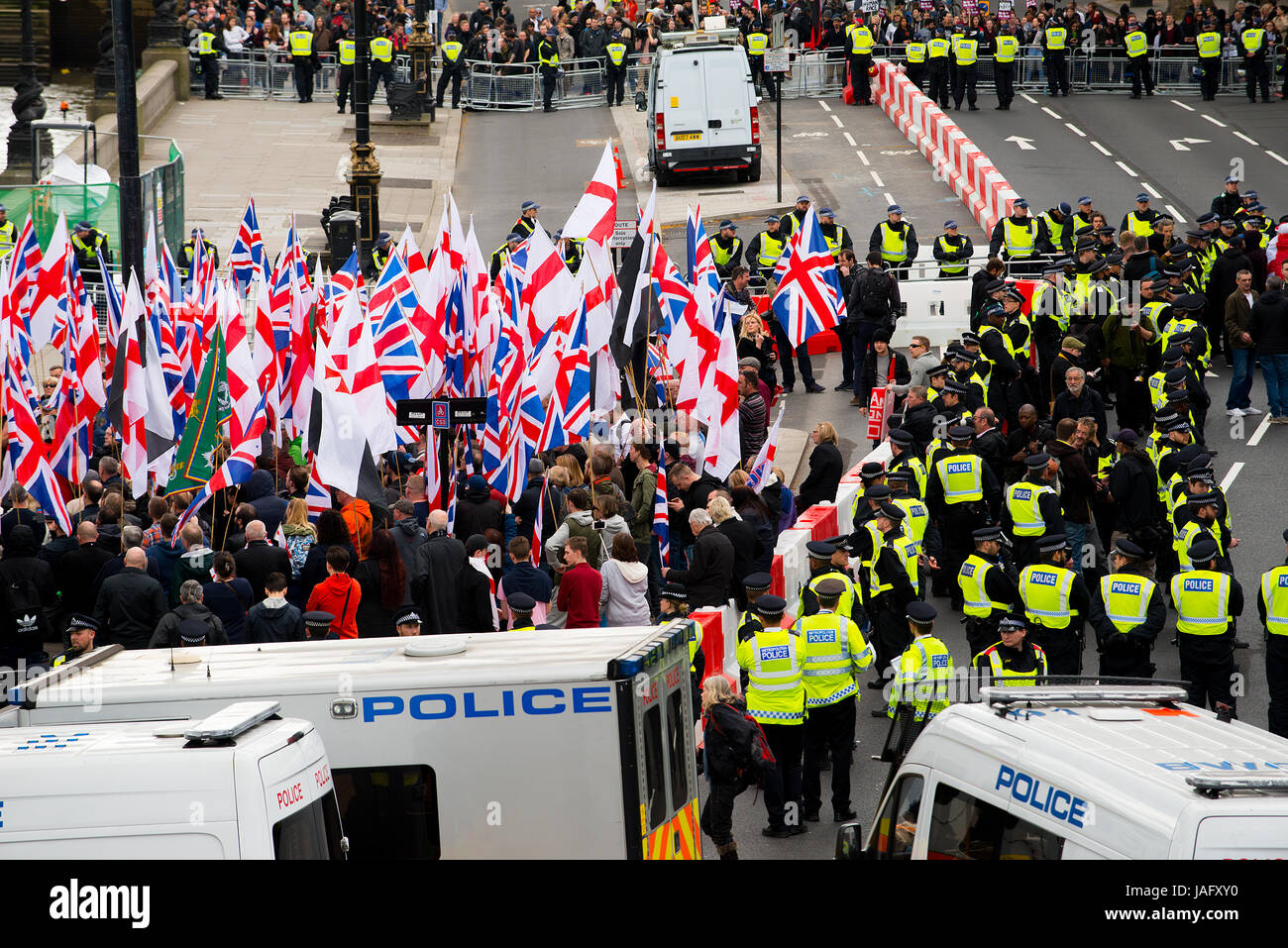 EDL / Britain First rally with counter demo by the Unite Against ...