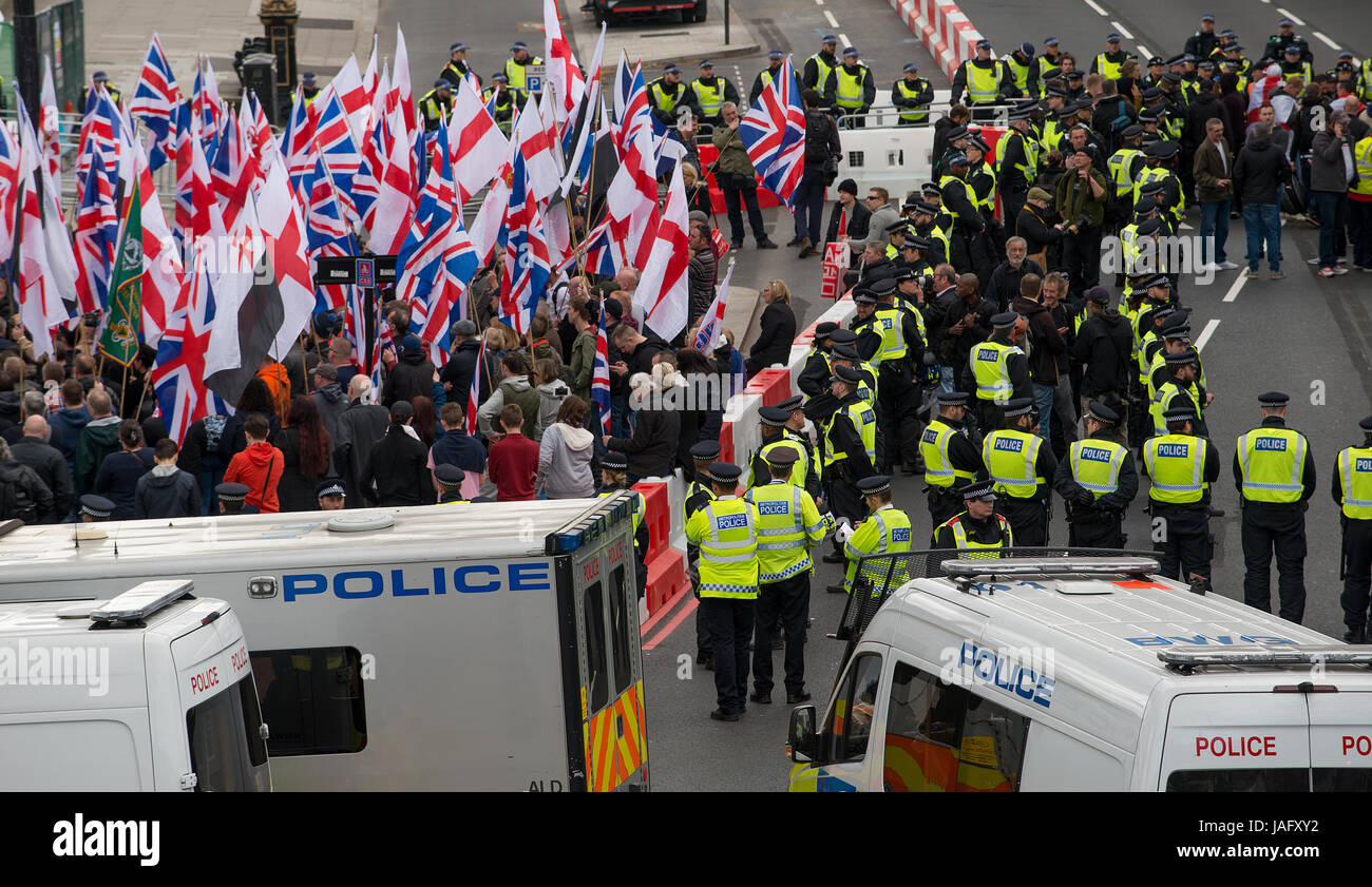 EDL / Britain First rally with counter demo by the Unite Against ...