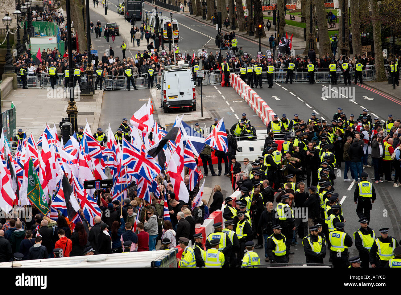 EDL / Britain First rally with counter demo by the Unite Against ...