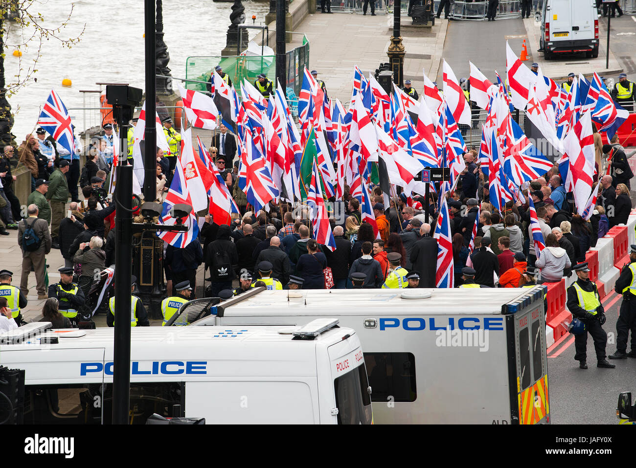 EDL / Britain First rally with counter demo by the Unite Against ...