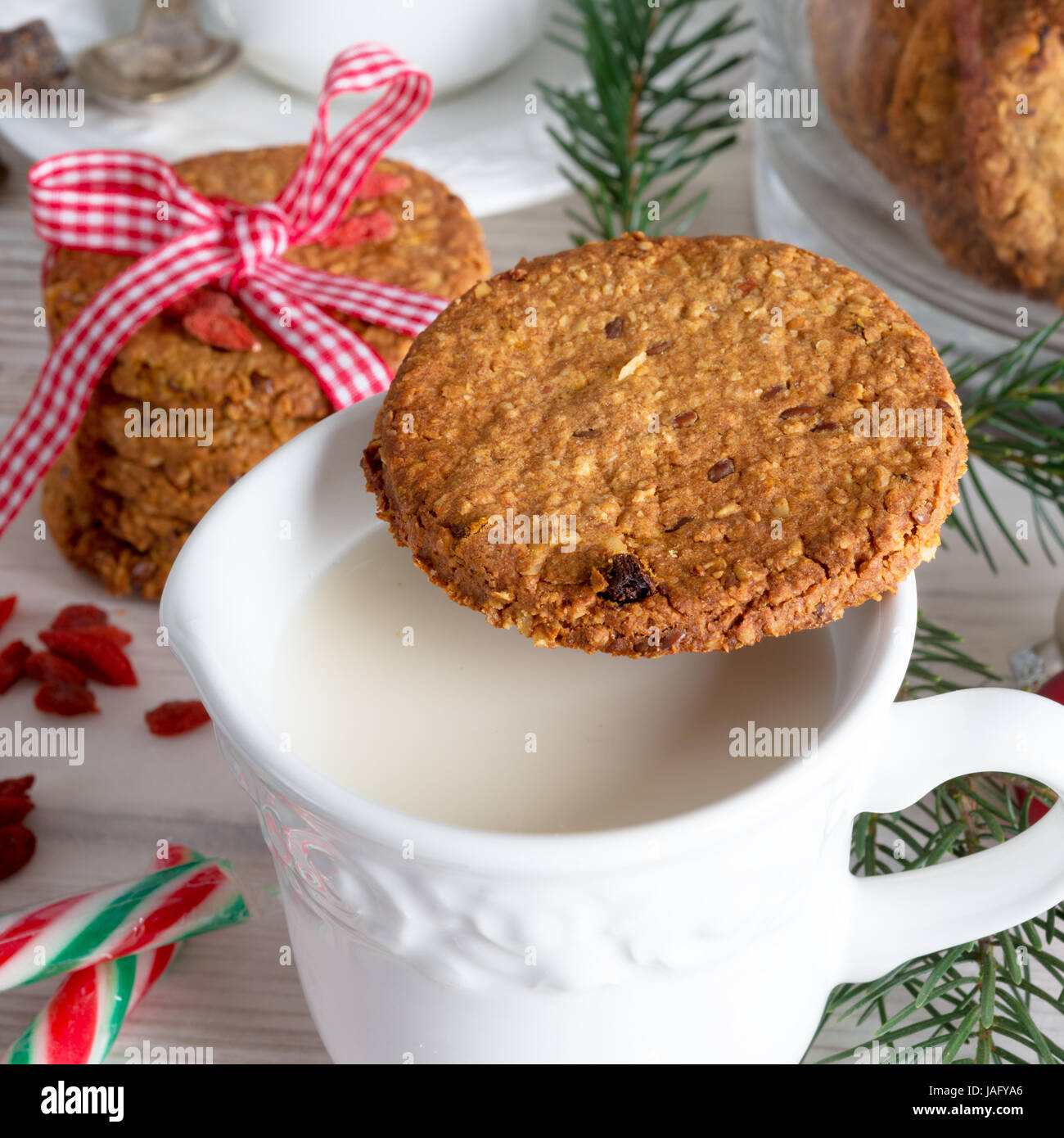 milk and cookies for santa Stock Photo - Alamy