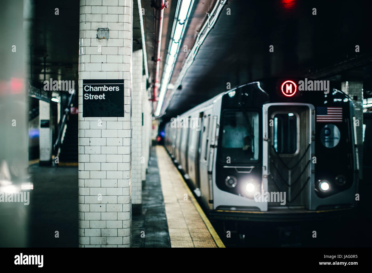 New York, United States of America - May 29, 2016. Chambers Street ...