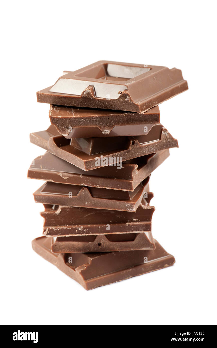 stack of chocolate blocks, isolated on white Stock Photo - Alamy