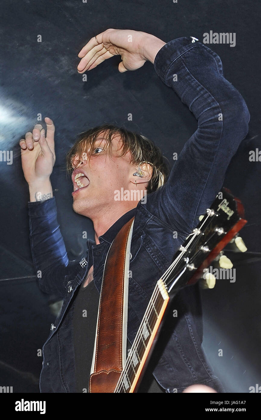 Jamie Campbell Bower, singer and guitarist with Counterfeit as the band ...