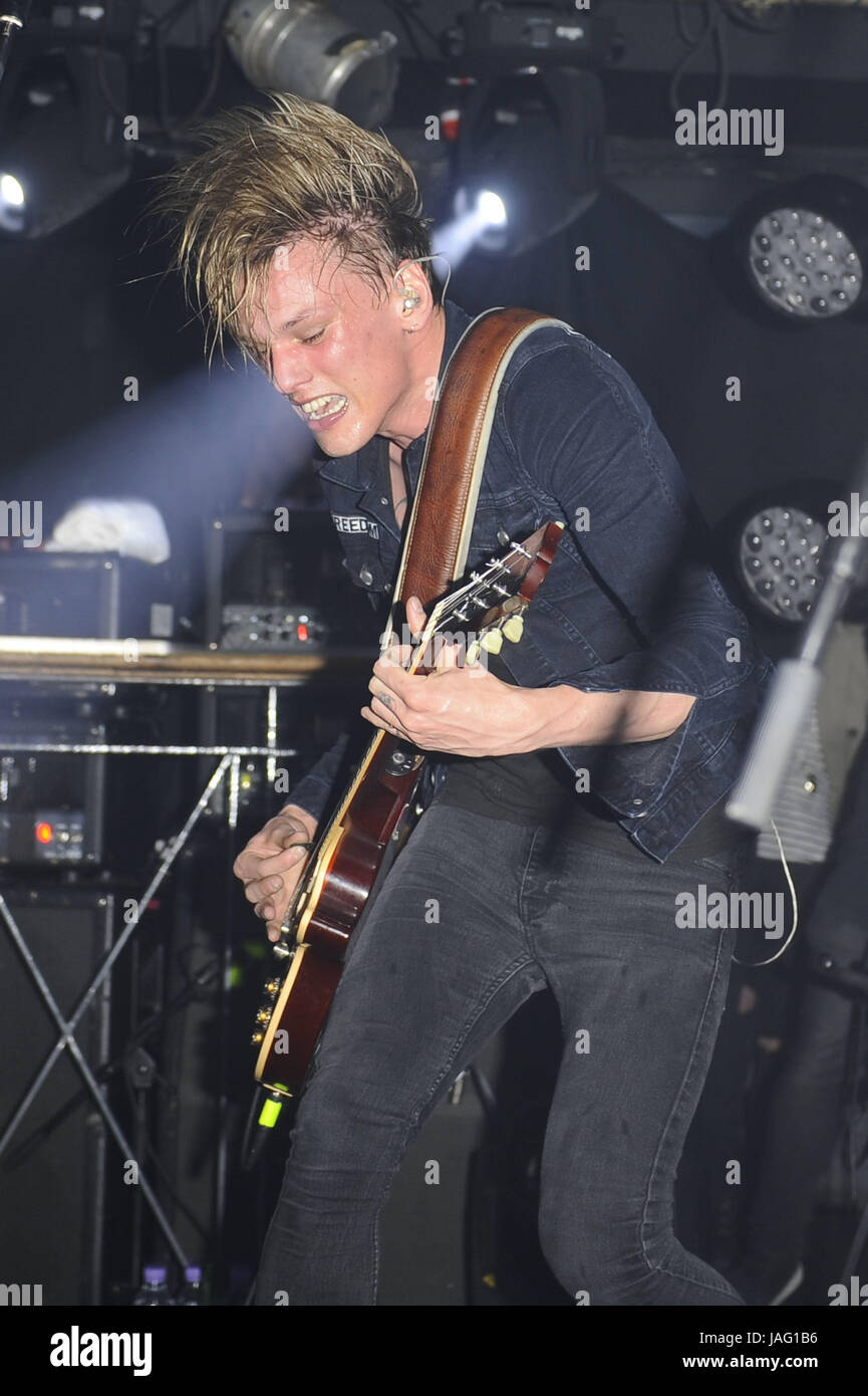 Jamie Campbell Bower, singer and guitarist with Counterfeit as the band ...