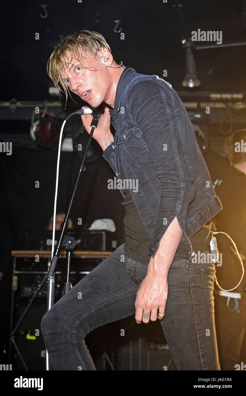 Jamie Campbell Bower, singer and guitarist with Counterfeit as the band ...