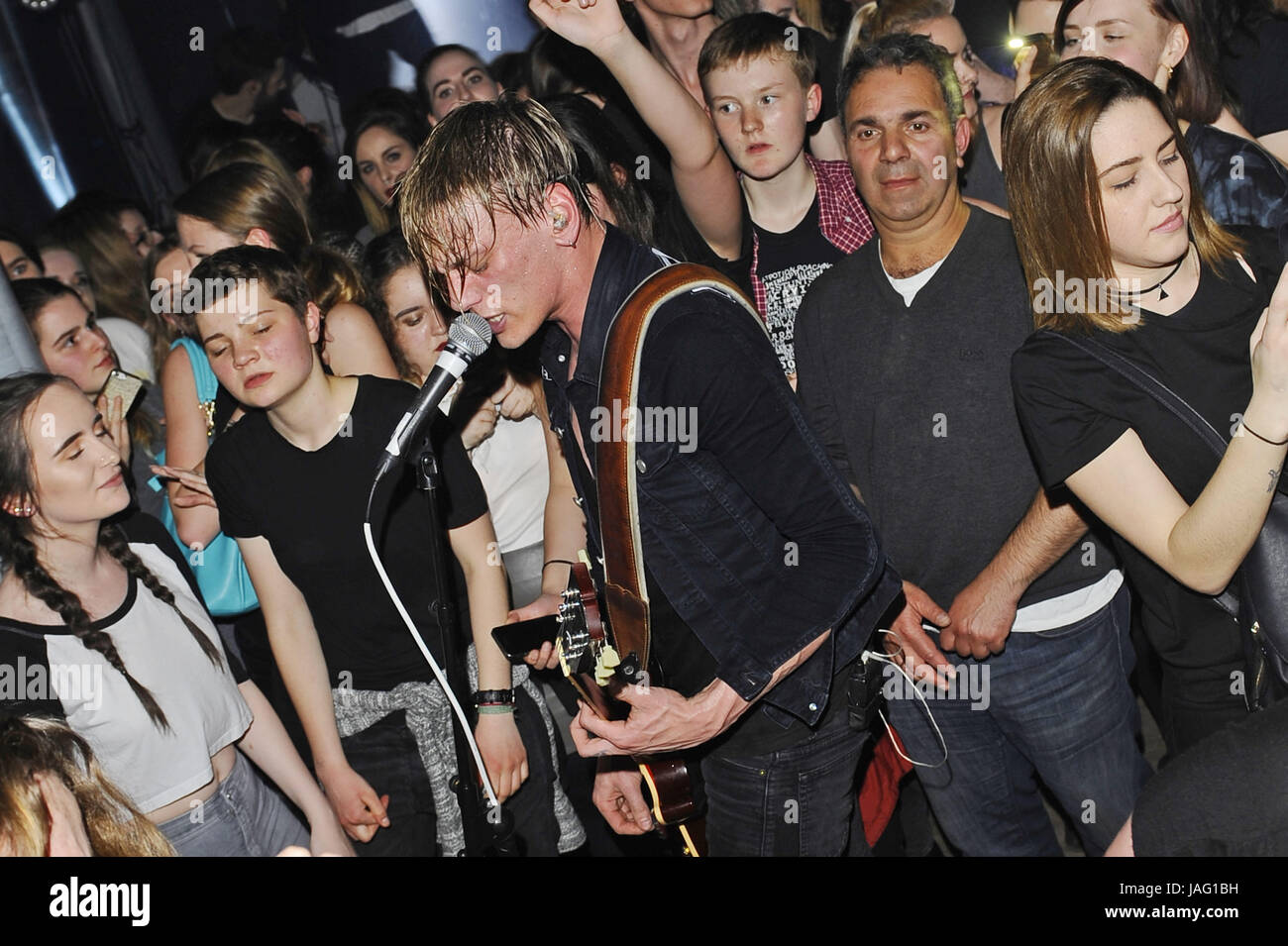 Jamie Campbell Bower, singer and guitarist with Counterfeit as the band ...