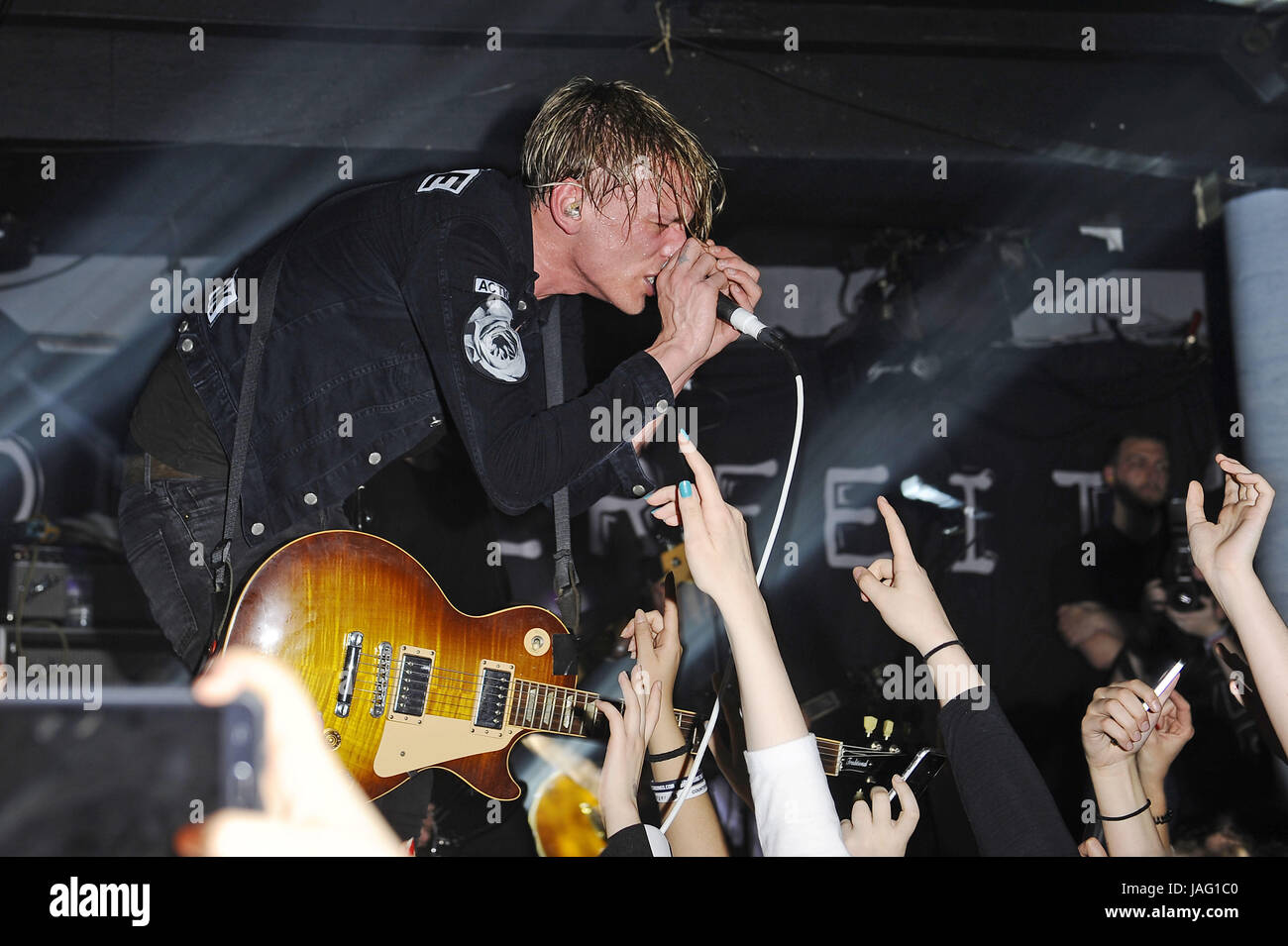 Jamie Campbell Bower, singer and guitarist with Counterfeit as the band ...