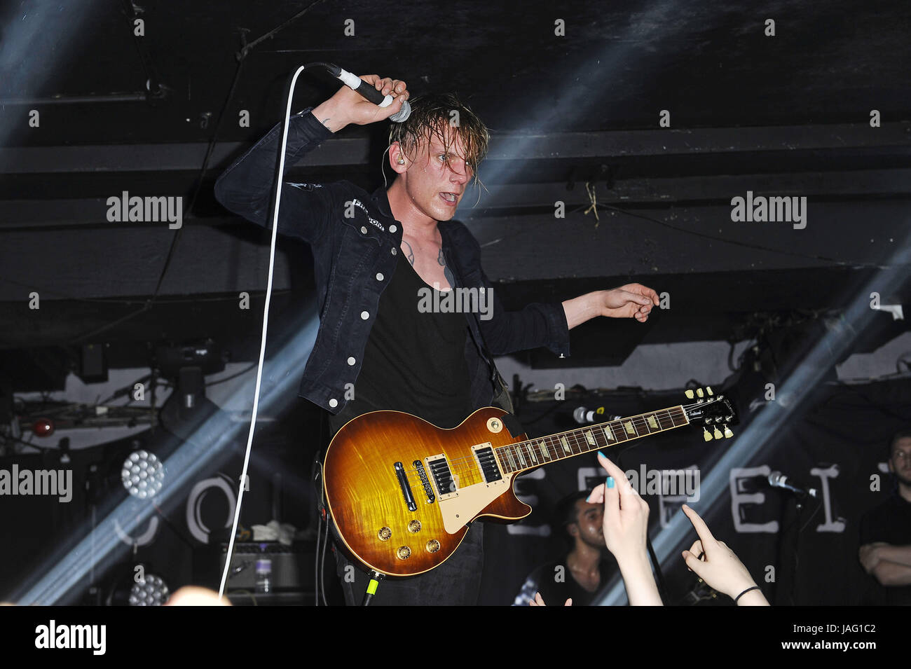 Jamie Campbell Bower, singer and guitarist with Counterfeit as the band ...