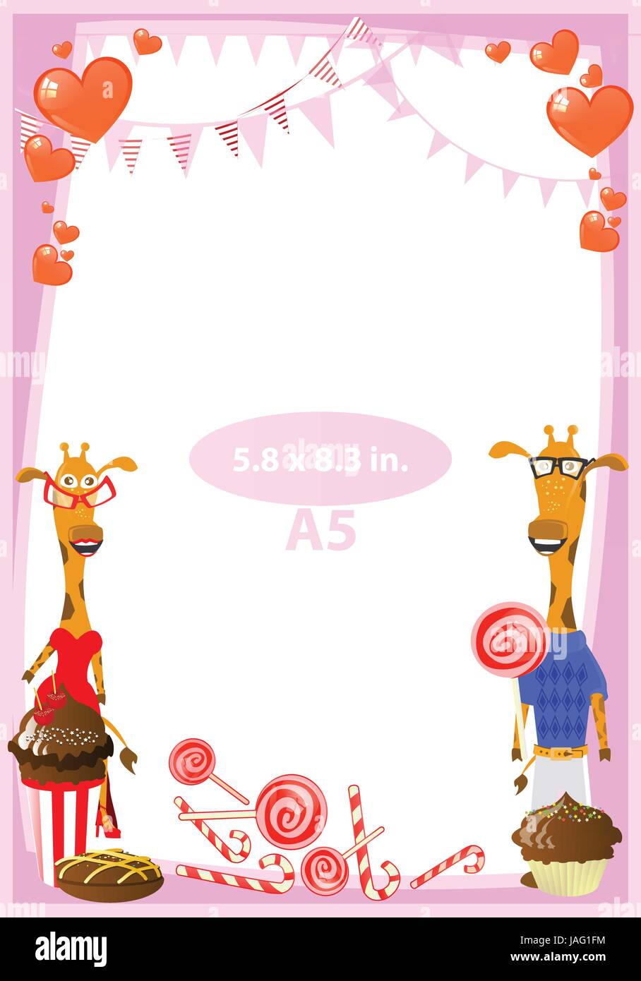 Photo frame pink. Standard size in inches. A format. Vertical ...