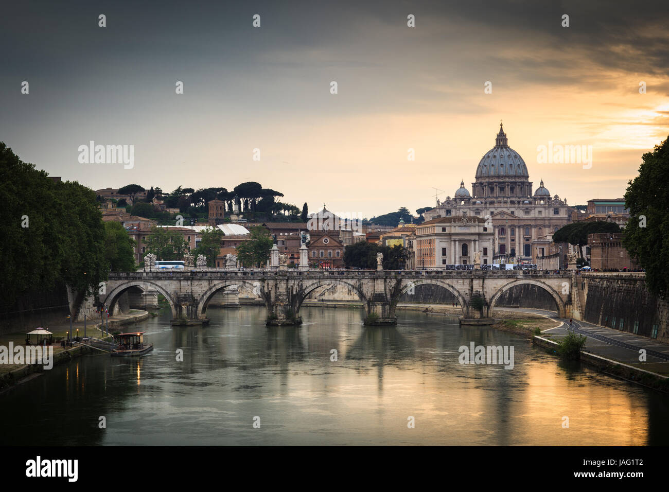 Panoramic view of St. Peter's Basilica and the Vatican City (with the ...