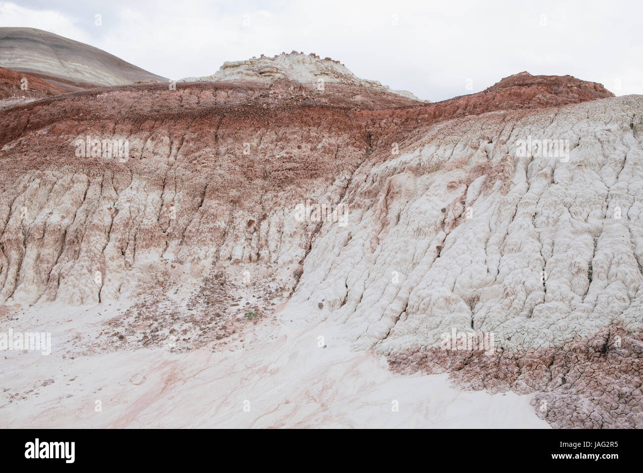 The Bentonite hills, coloured rock strata and formations of the ...
