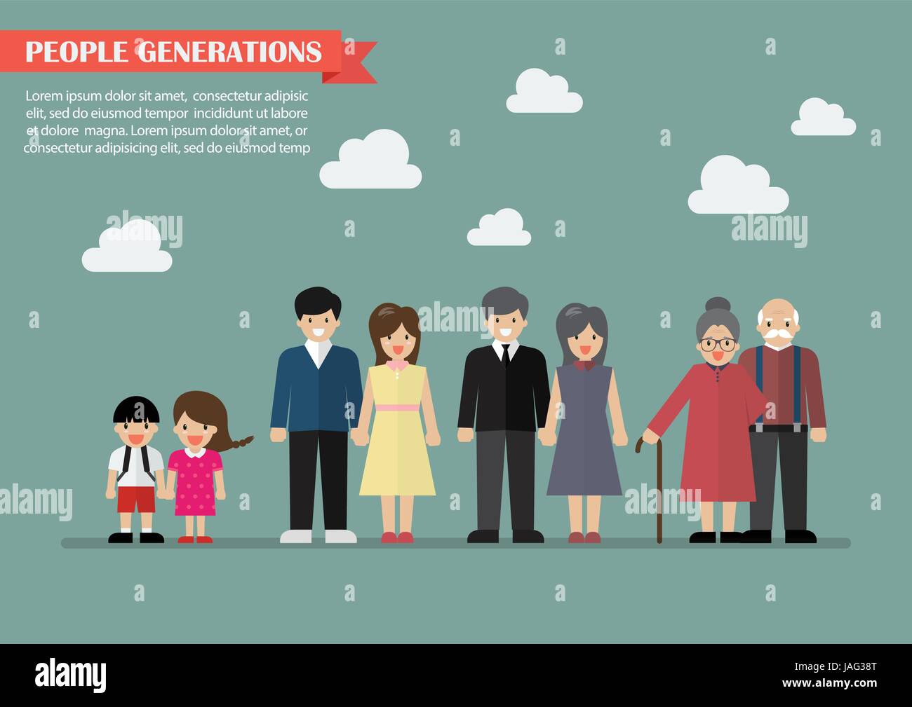 People generations in flat style. Vector illustration Stock Vector ...