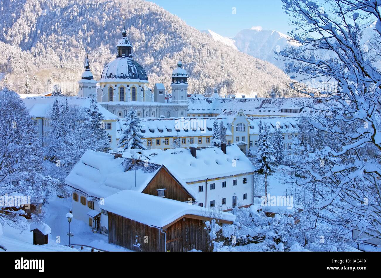 Ettal Kloster Winter - Ettal abbey in winter 01 Stock Photo - Alamy
