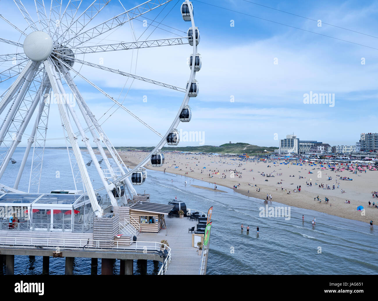 The pier with ferris wheel, The Hague Beach, Scheveningen, Netherlands ...