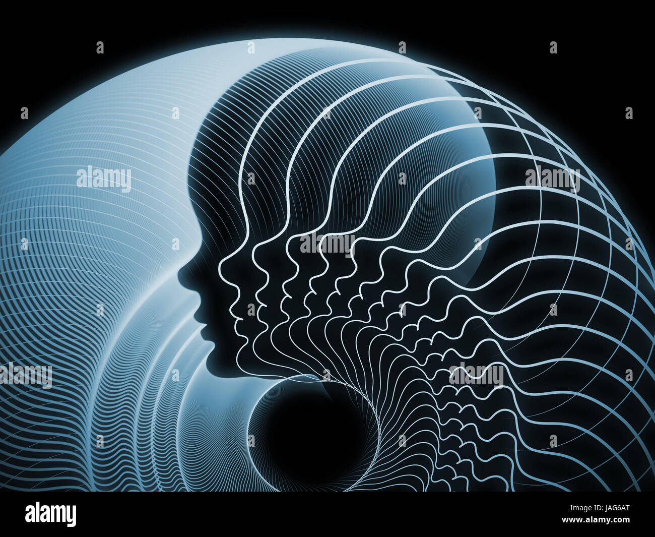 Geometry of Soul series. Abstract design made of profile lines of human ...