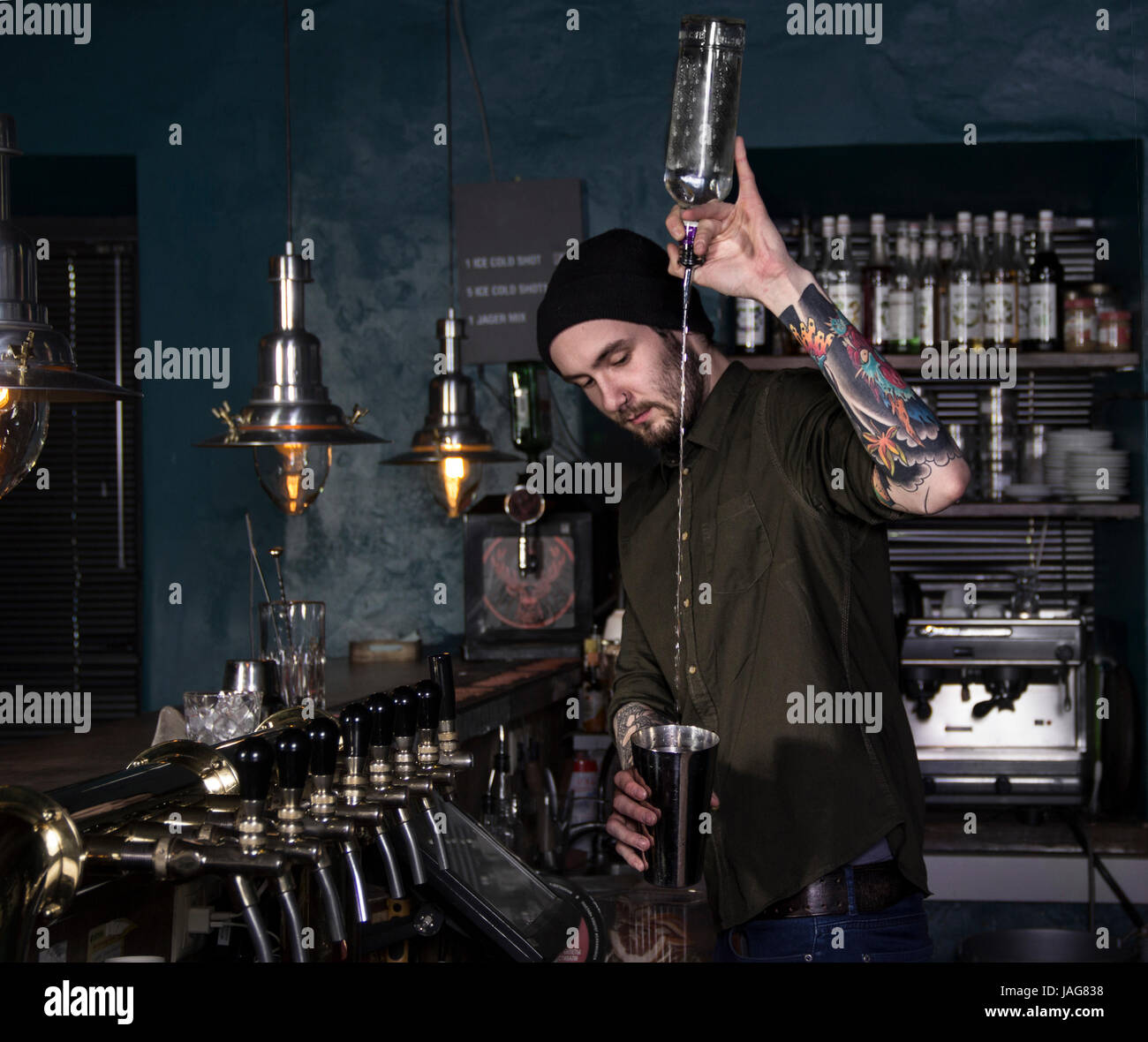 Process Of Preparing A Cocktail Bartender S In A Bar Stock Photo Alamy