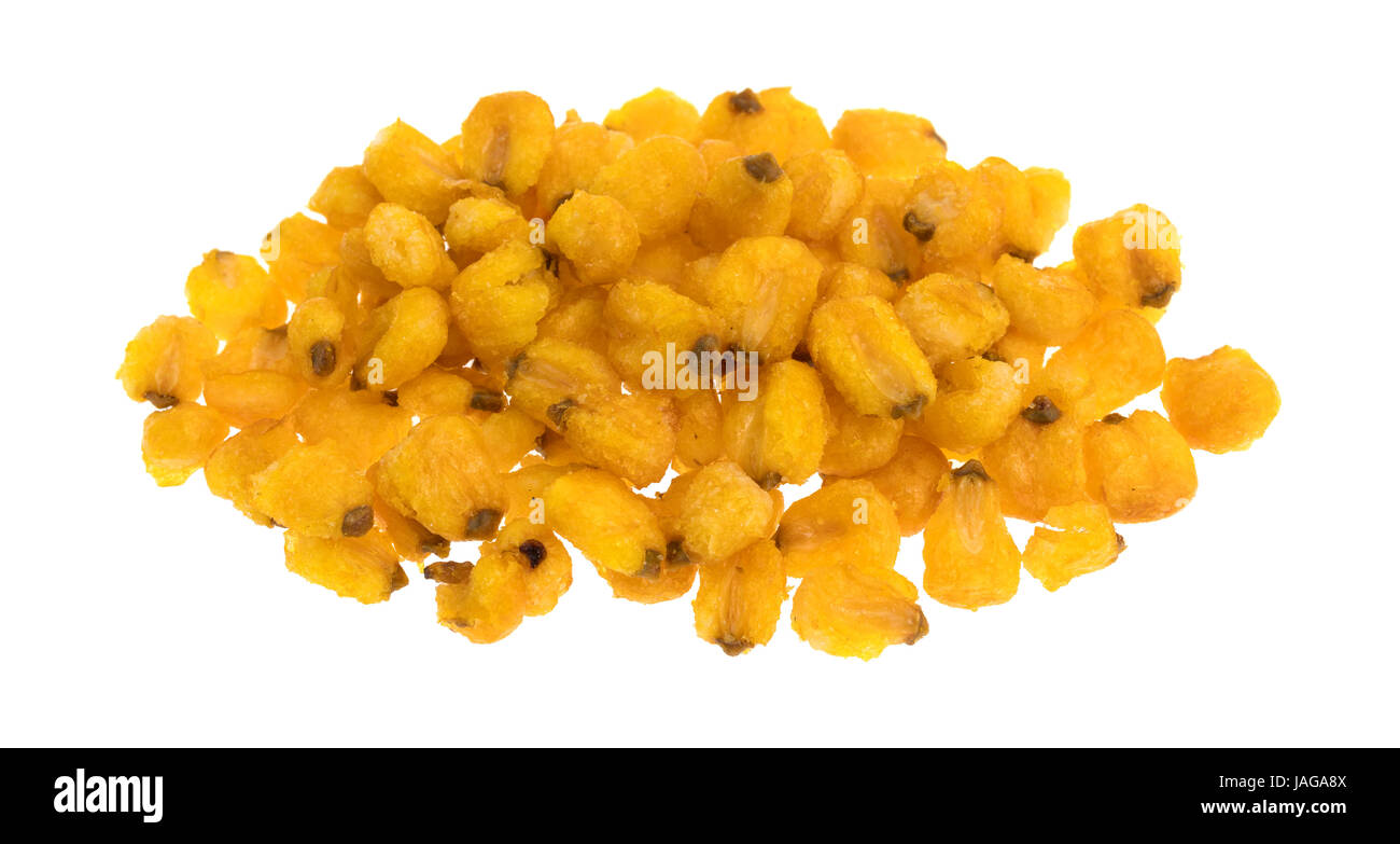 A portion of toasted corn nuts isolated on a white background Stock ...