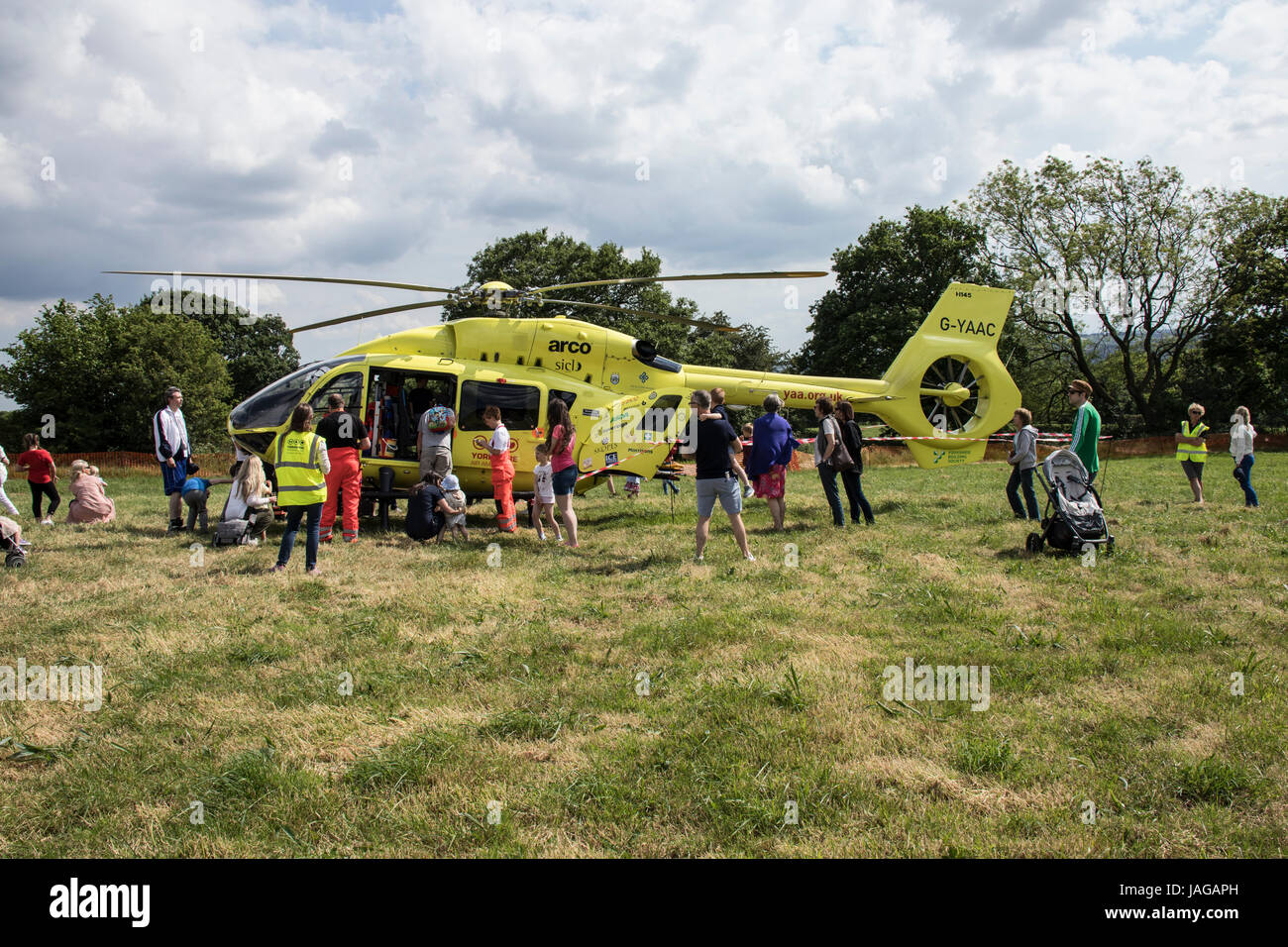 Yorkshire Air Ambulance helicopter attending a charity day at Rawdon ...