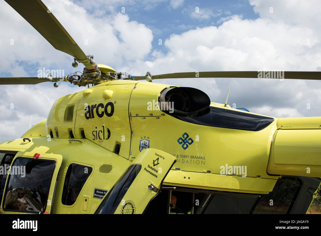 Yorkshire Air Ambulance helicopter attending a charity day at Rawdon ...