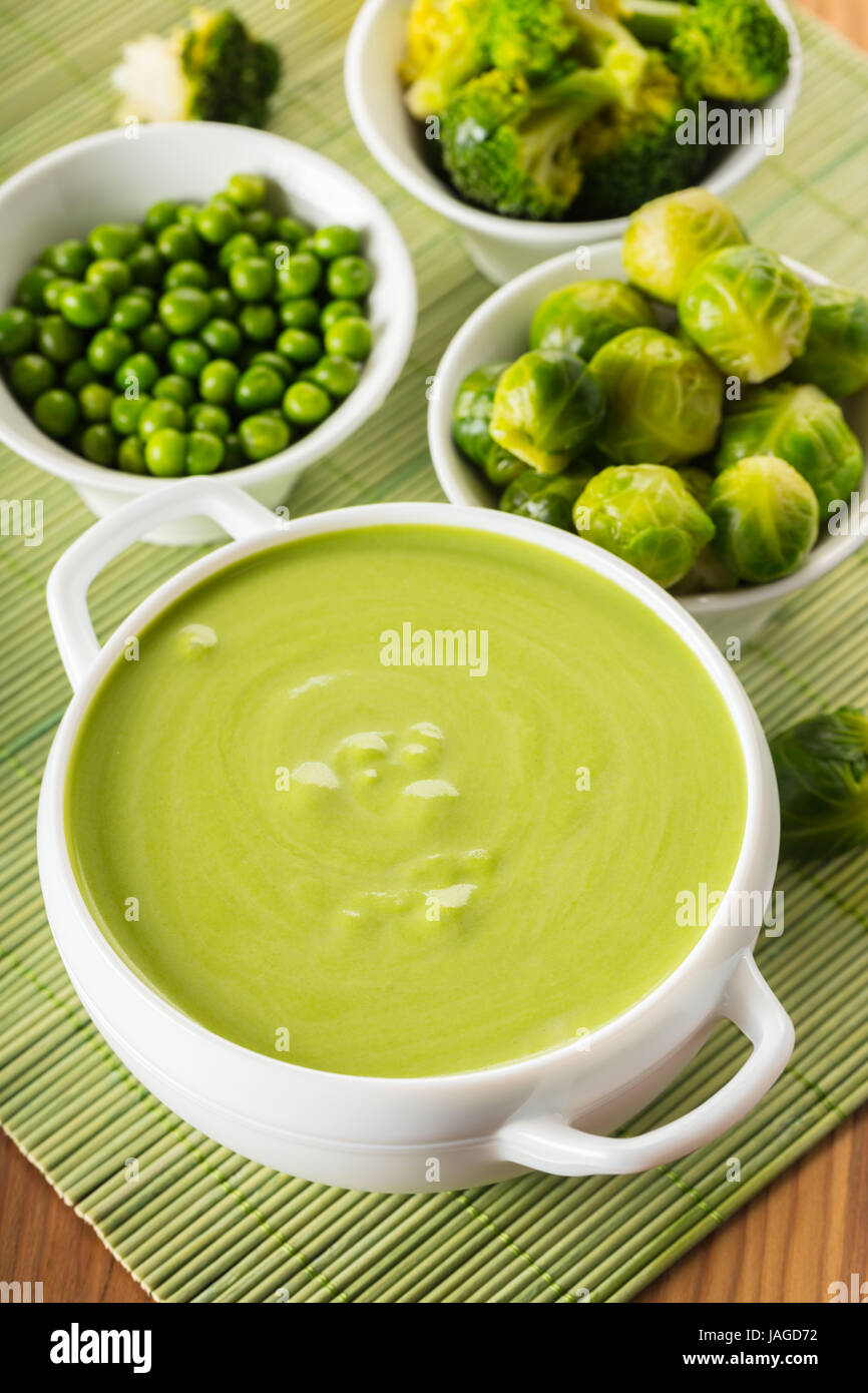 cream soup puree of green peas with vegetables Stock Photo - Alamy