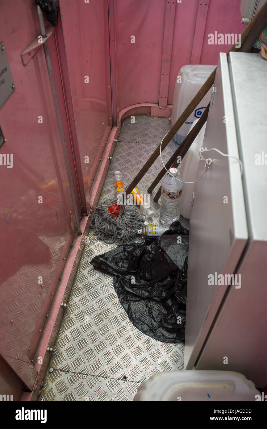 Interior and equipment of cleaner's cradle on Menara KL tower, Kuala ...